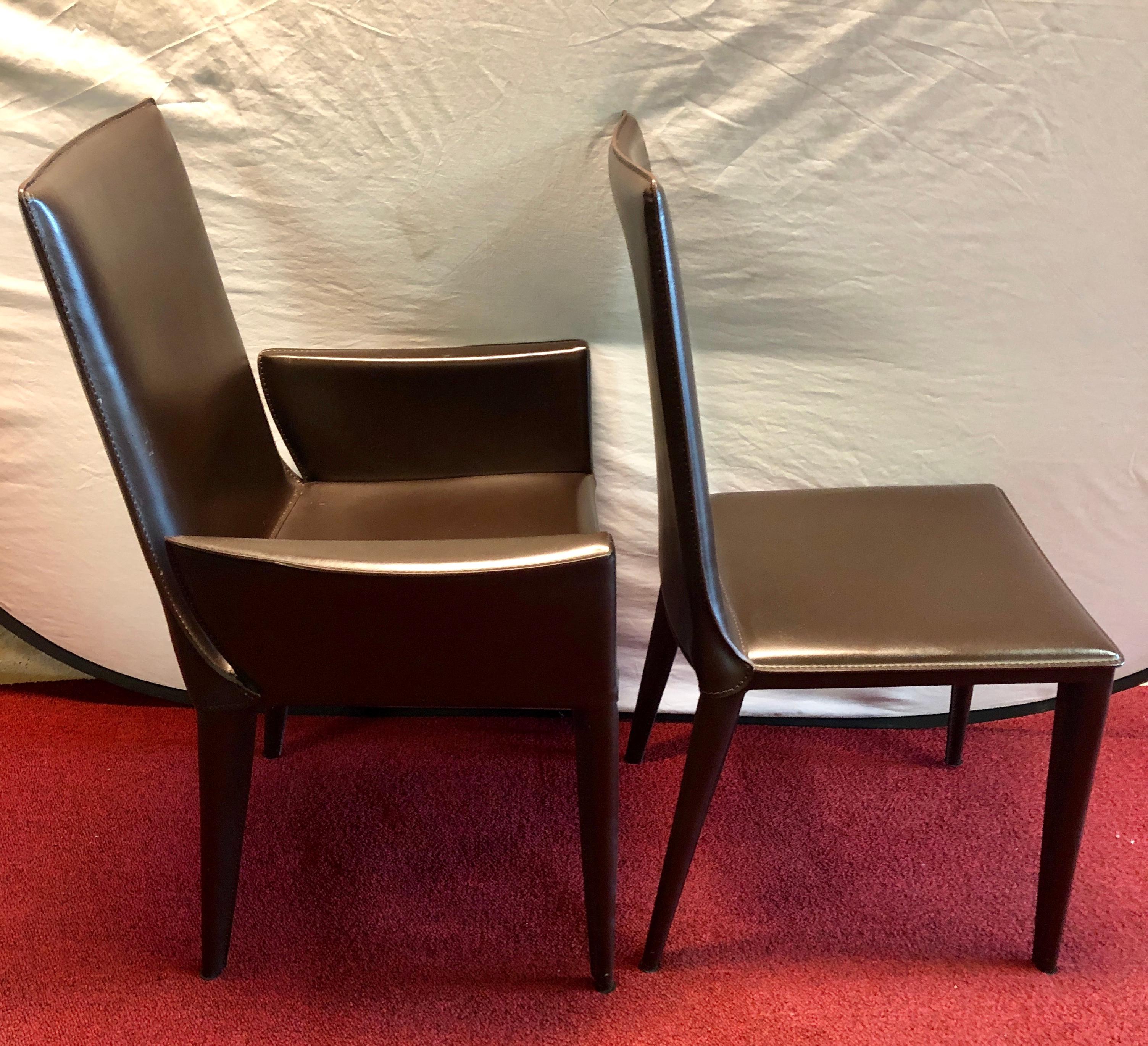 Ten Frag Italian Leather Dining Chairs Marchio Collection by Design ...