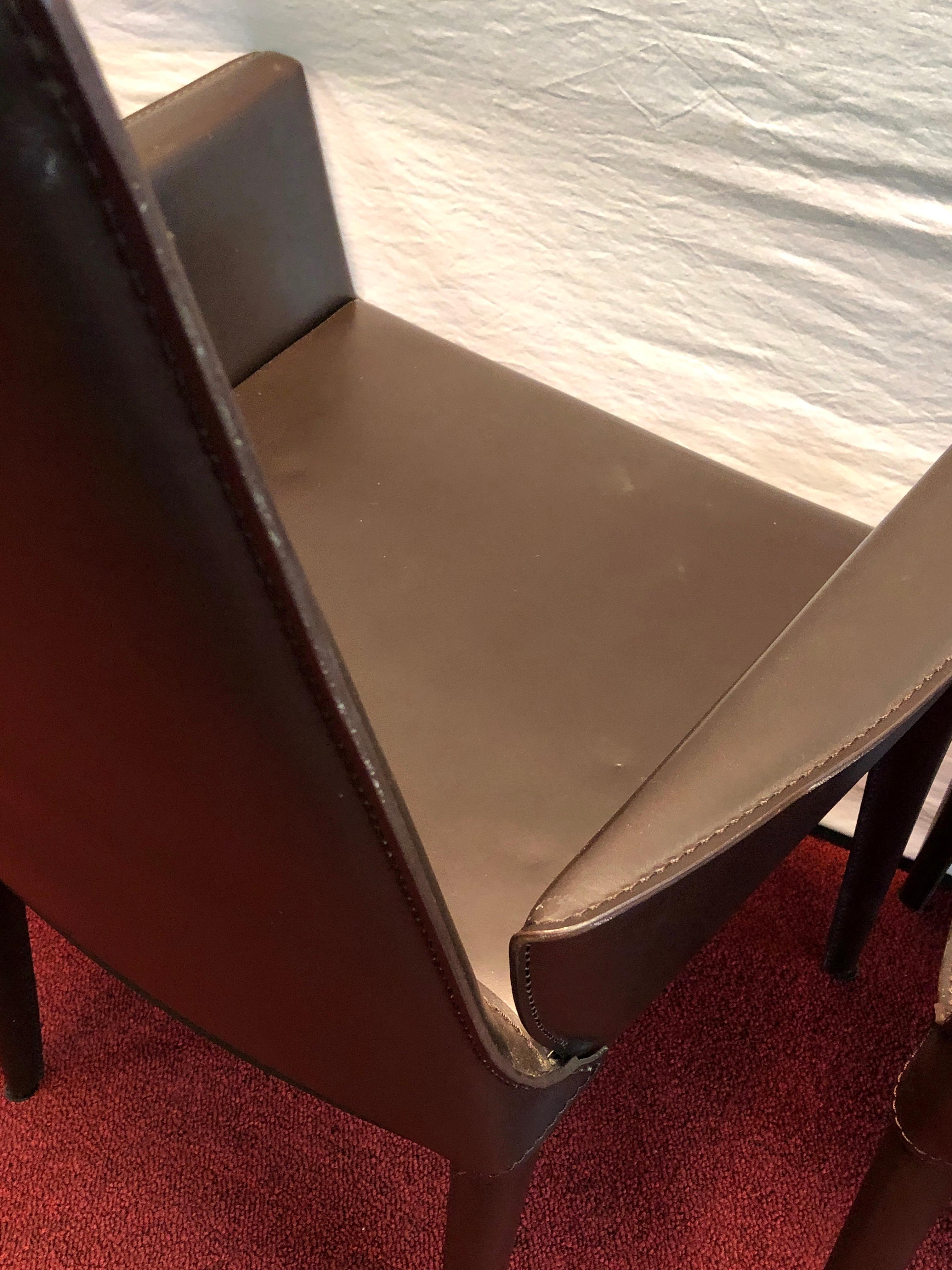 Ten Frag Italian Leather Dining Chairs Marchio Collection by Design ...