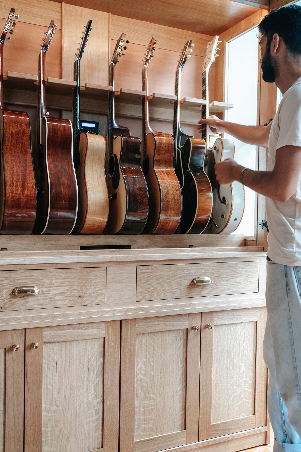 Guitar Cabinet, Ten Instrument Display, Humidor, Amplifier and Gear ...