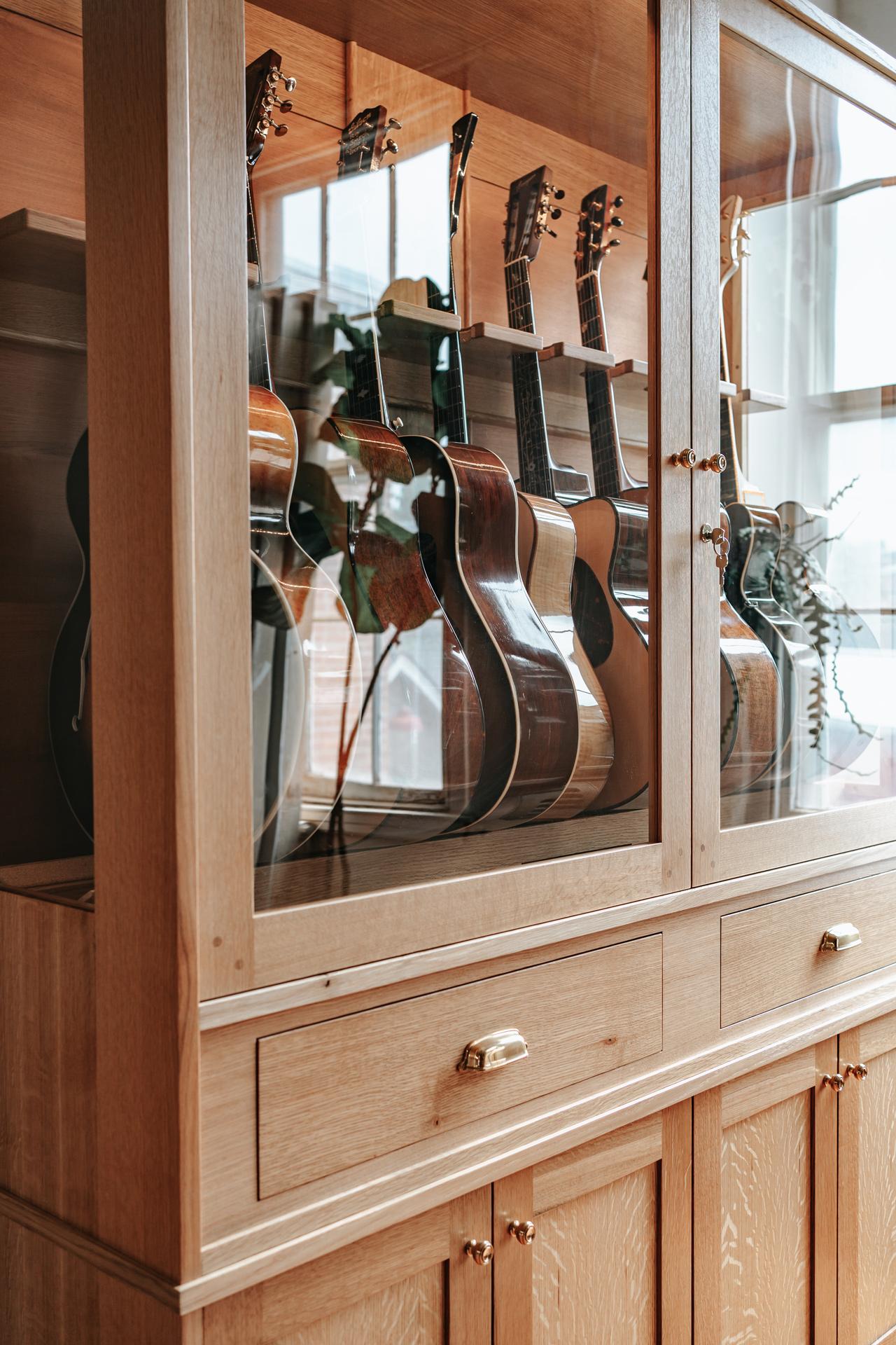 Guitar Cabinet, Ten Instrument Display, Humidor, Amplifier and Gear ...