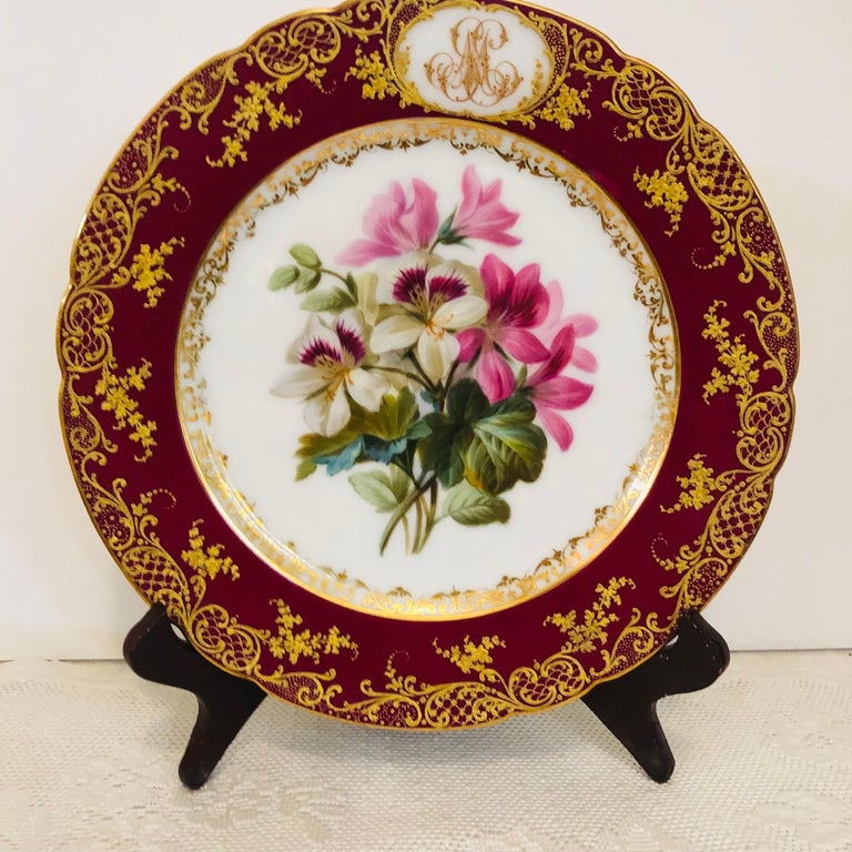 Ten Paris Porcelain Plates Each Painted with Different Flower Bouquets ...