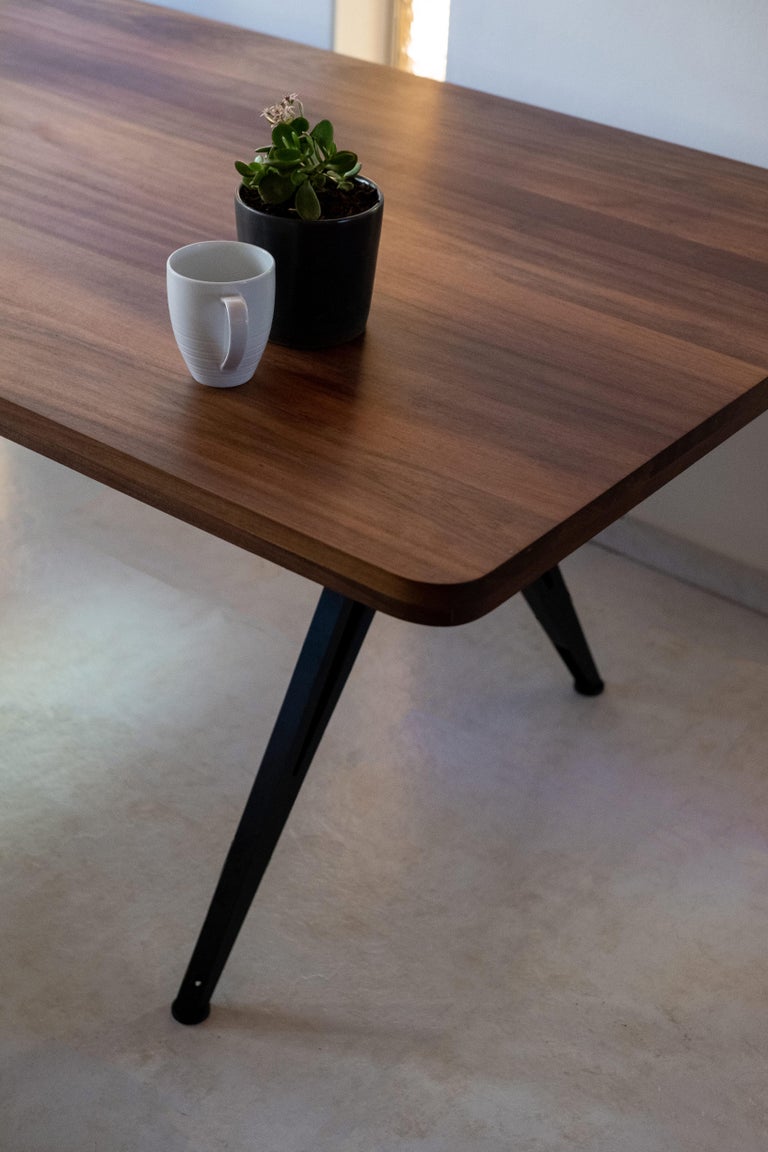 Spine Table with wooden top and black steel base by Manna Design Studio ...