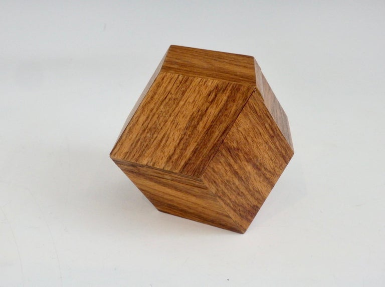 Ten Sided Polyhedral Wood Puzzle Box Sculpture For Sale at 1stDibs