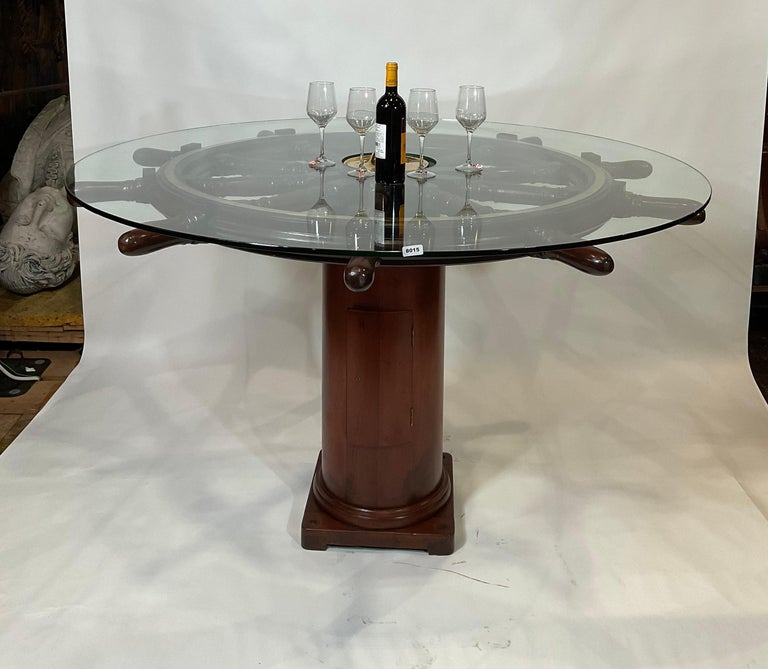 Ten Spoke Antique Ships Wheel Dining Table For Sale at 1stDibs