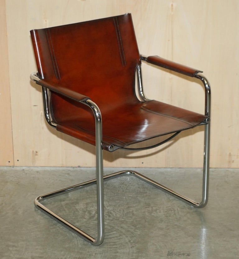 Ten Vintage Matteo Grassi MG5 Marcel Breuer Cognac Brown Leather Armchairs 10 For Sale at 1stDibs