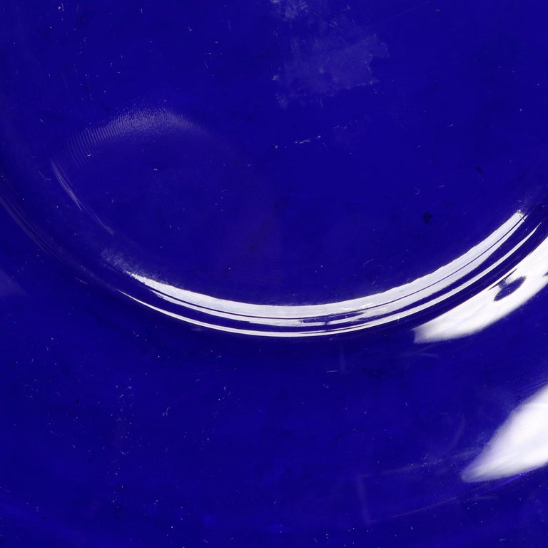 Ten Vintage Steuben School Cobalt Blue Wide Rim Dinner Art Glass Plates ...