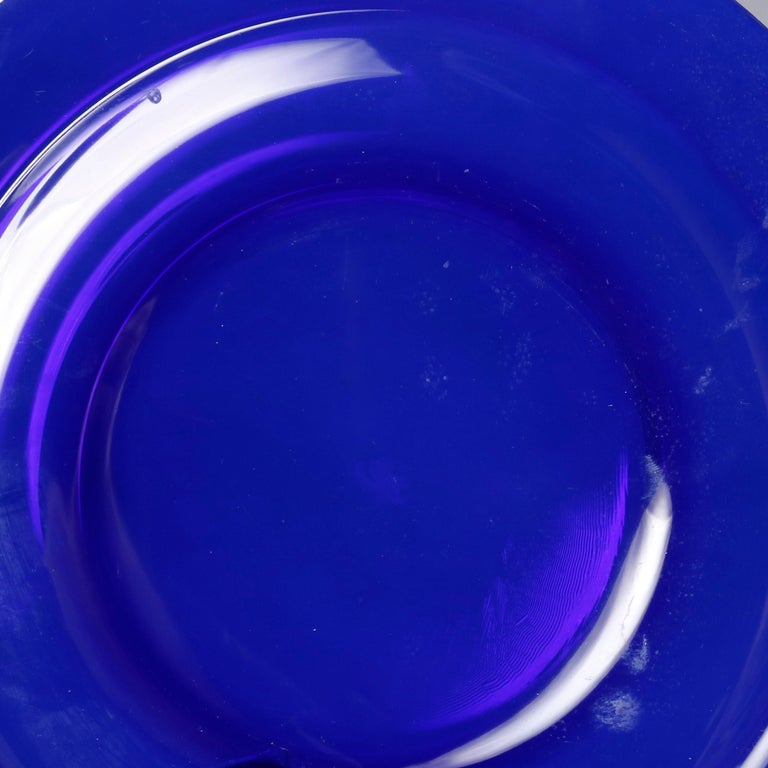 Ten Vintage Steuben School Cobalt Blue Wide Rim Dinner Art Glass Plates ...