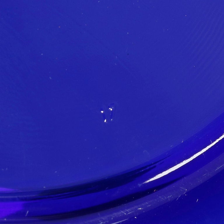 Ten Vintage Steuben School Cobalt Blue Wide Rim Dinner Art Glass Plates ...