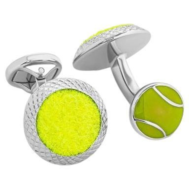 Tennis Ball Cufflinks with Enamel For Sale at 1stDibs