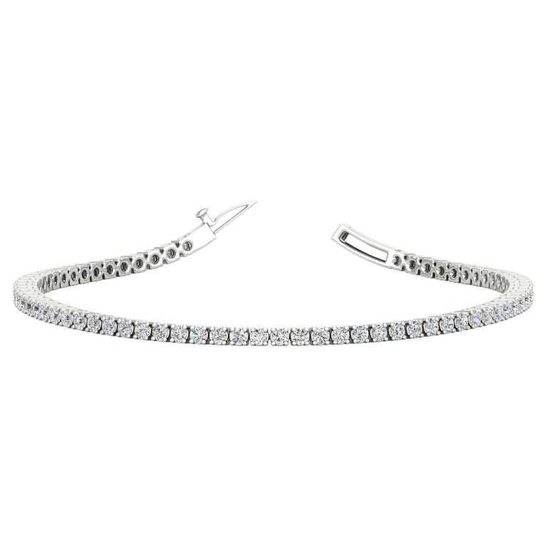 Tennis Bracelet - 18K Gold with 1.5 CT TW Lab-Grown Diamond and Four Prong Setting For Sale at ...