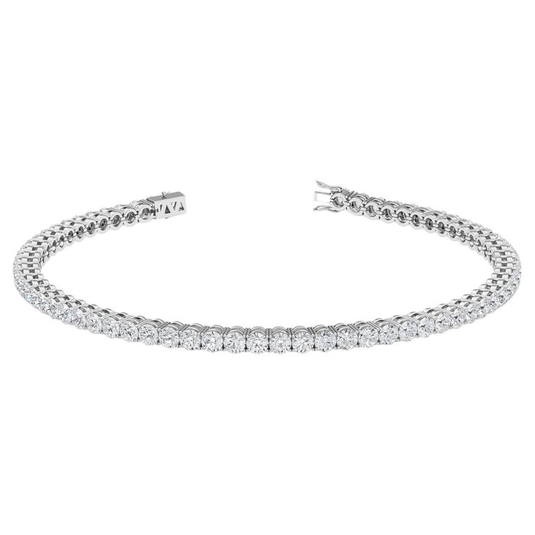 Tennis Bracelet, 18k Gold with 5ct TW Lab-Grown Diamond and Four Prong Setting For Sale at 1stDibs