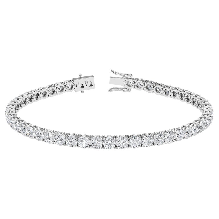 Tennis Bracelet, 18k Gold with 6 Carat TW Lab-Grown Diamond and Four Prong Setting For Sale at ...