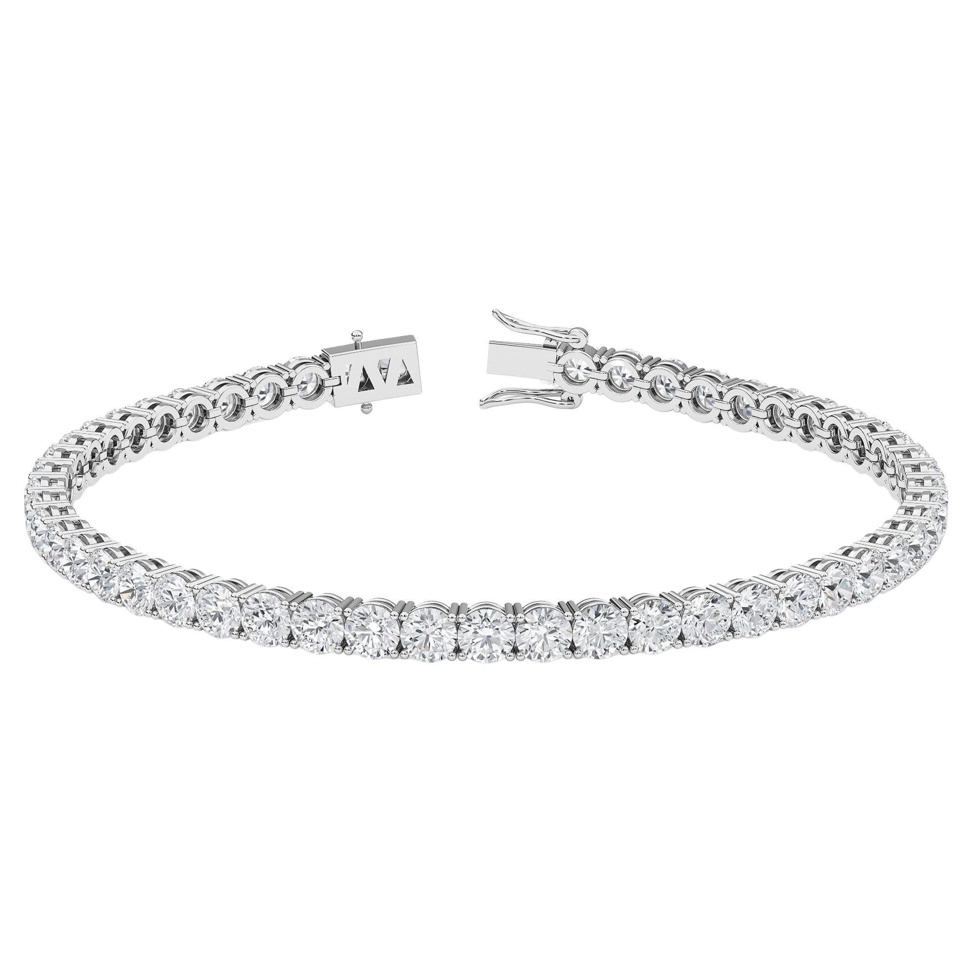 Tennis Bracelet, 18k Gold with 8cttw Lab-Grown Diamond and Four Prong Setting For Sale at 1stDibs