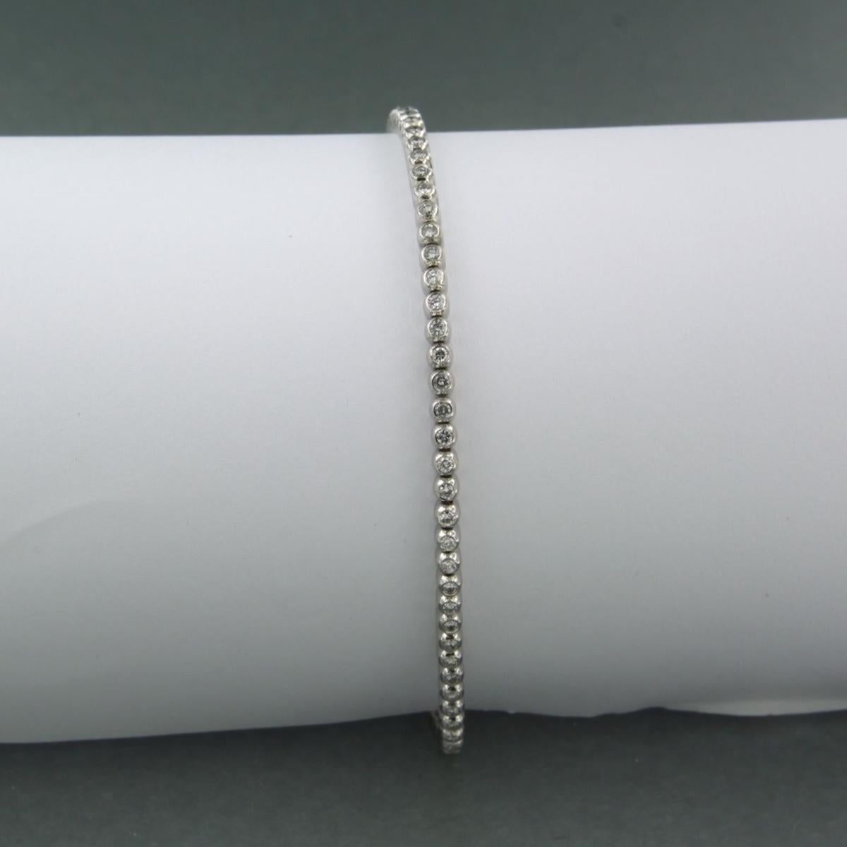 Tennis bracelet set with diamonds 18k white gold 18 cm long For Sale at ...