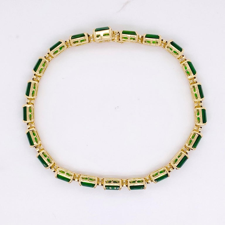 Tennis Bracelet Yellow Gold Genuine Natural Green Russalite 12.50 ...