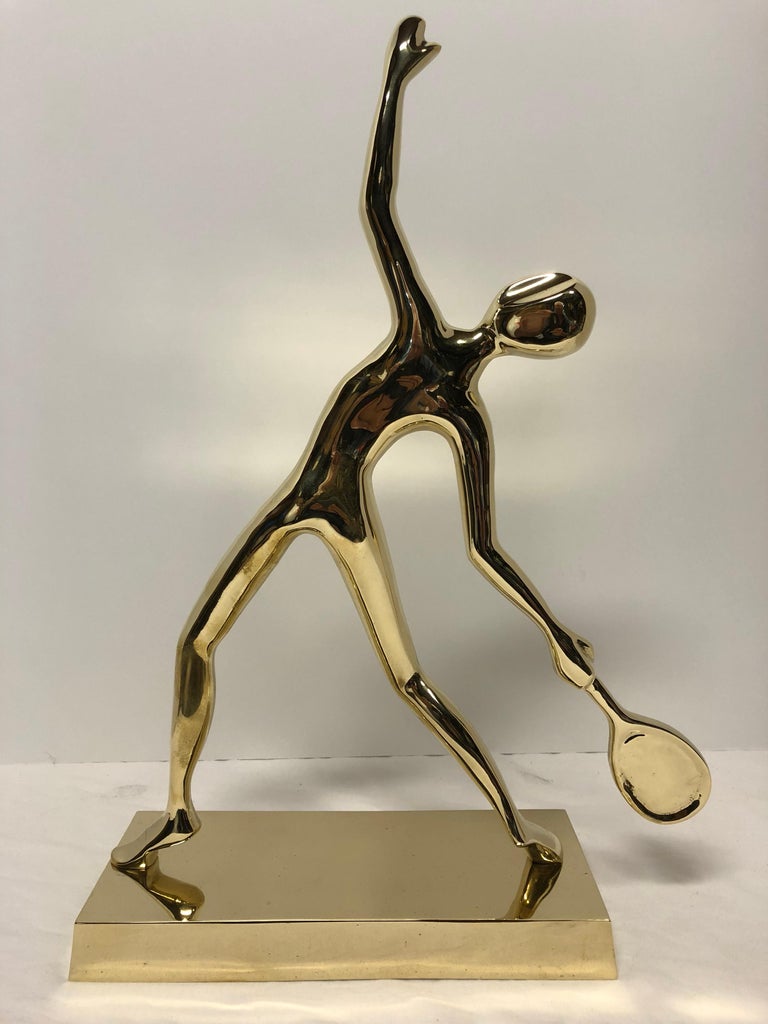 Tennis Player Statue in Polished Solid Brass at 1stDibs