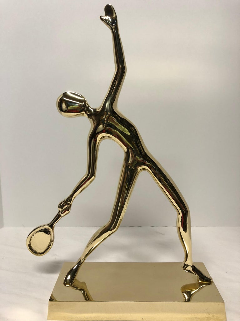 Tennis Player Statue in Polished Solid Brass at 1stDibs