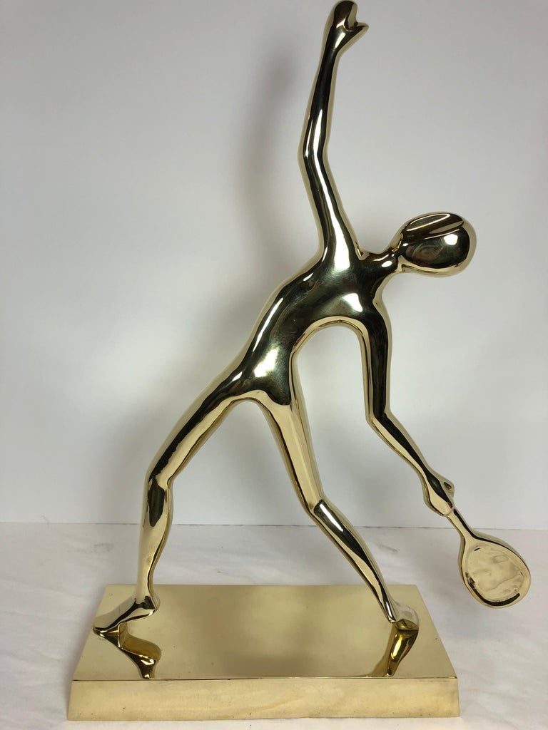 Tennis Player Statue in Polished Solid Brass at 1stDibs
