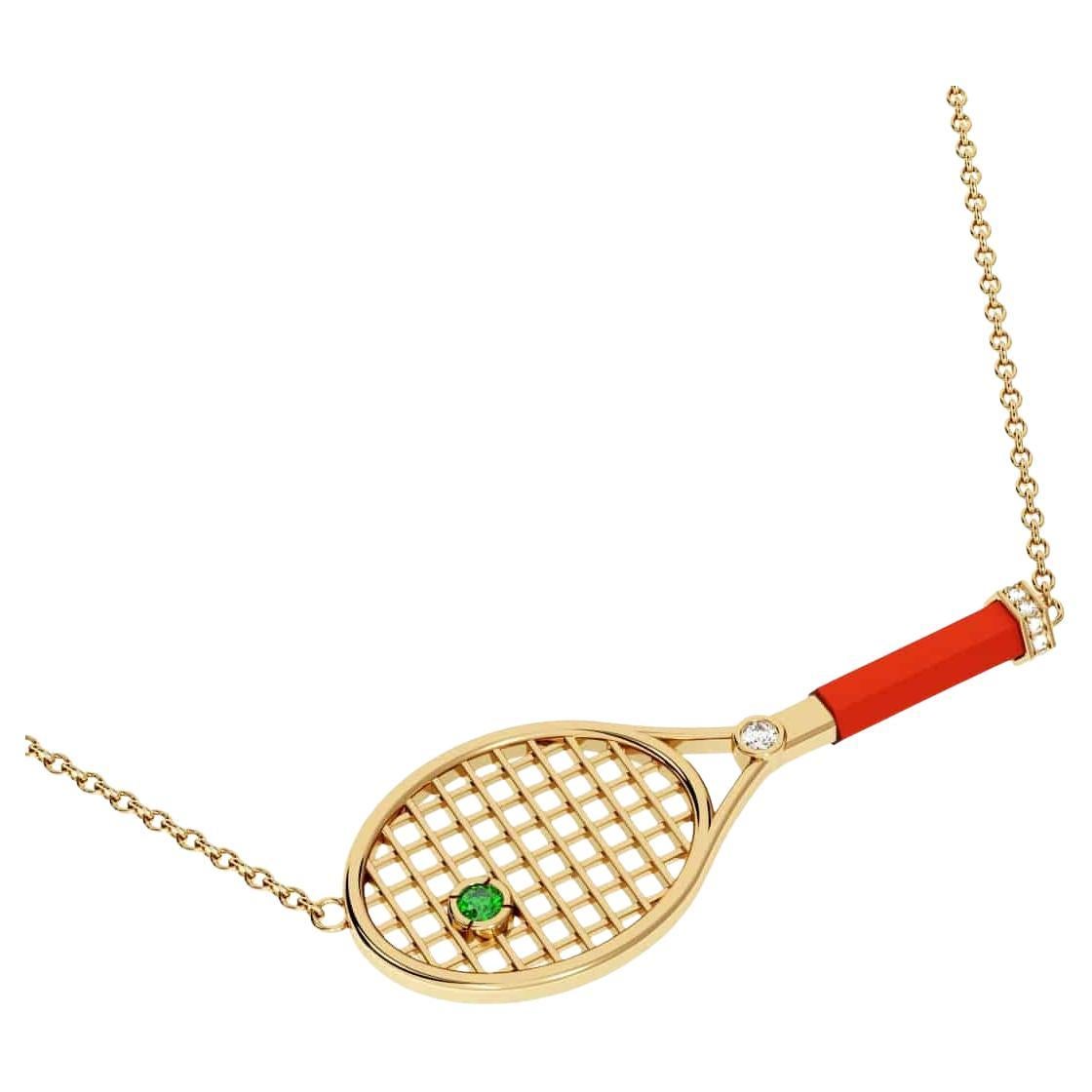 Tennis Racket Necklace White Mother of Pearl For Sale at 1stDibs