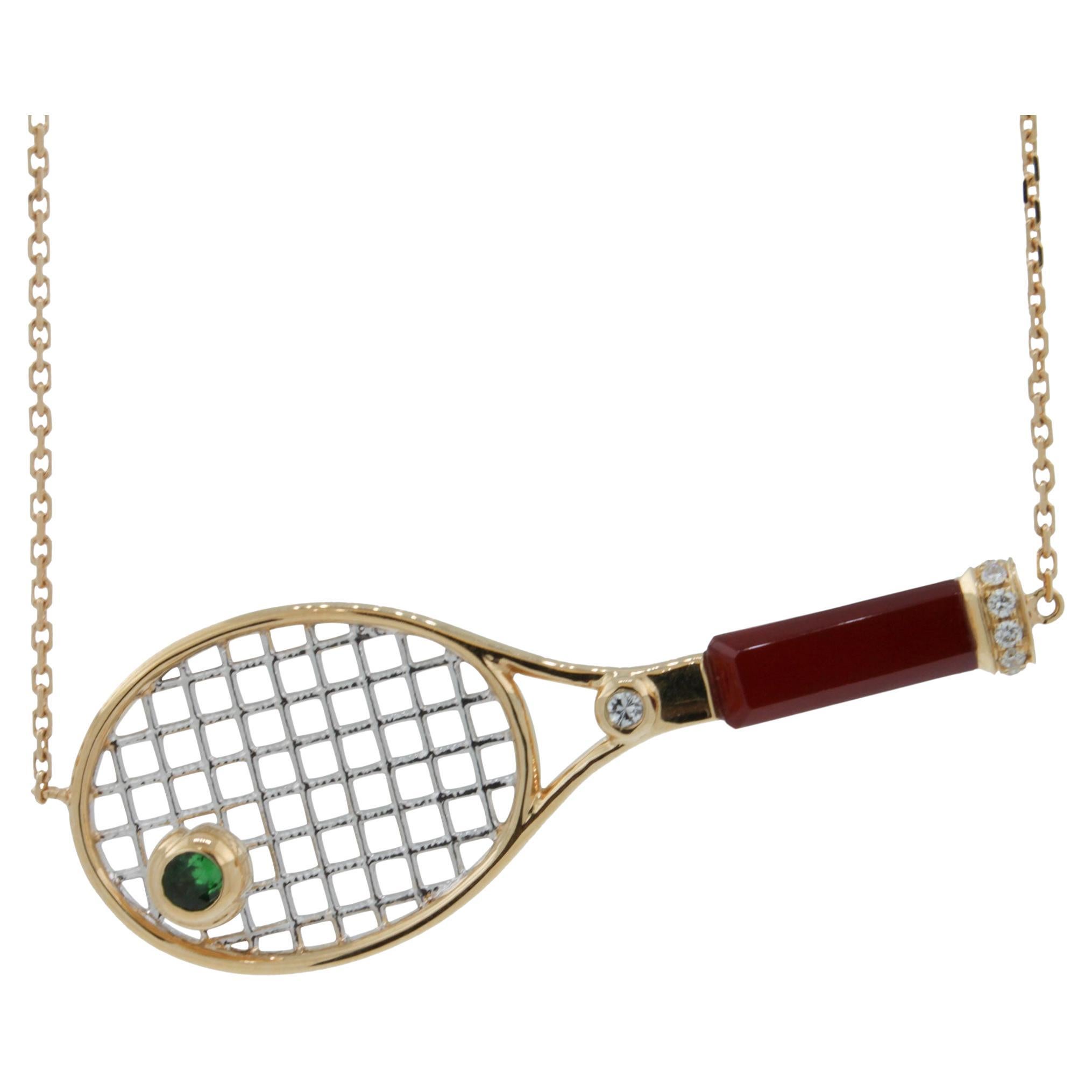 Incogem 14k Gold Racket Pendant For Sale at 1stDibs