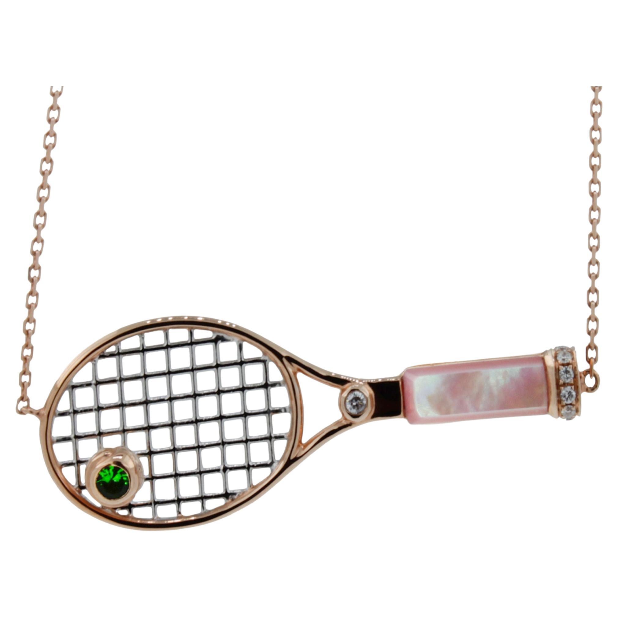 Collier pendentif raquette de tennis en or 18 carats avec diamants ...