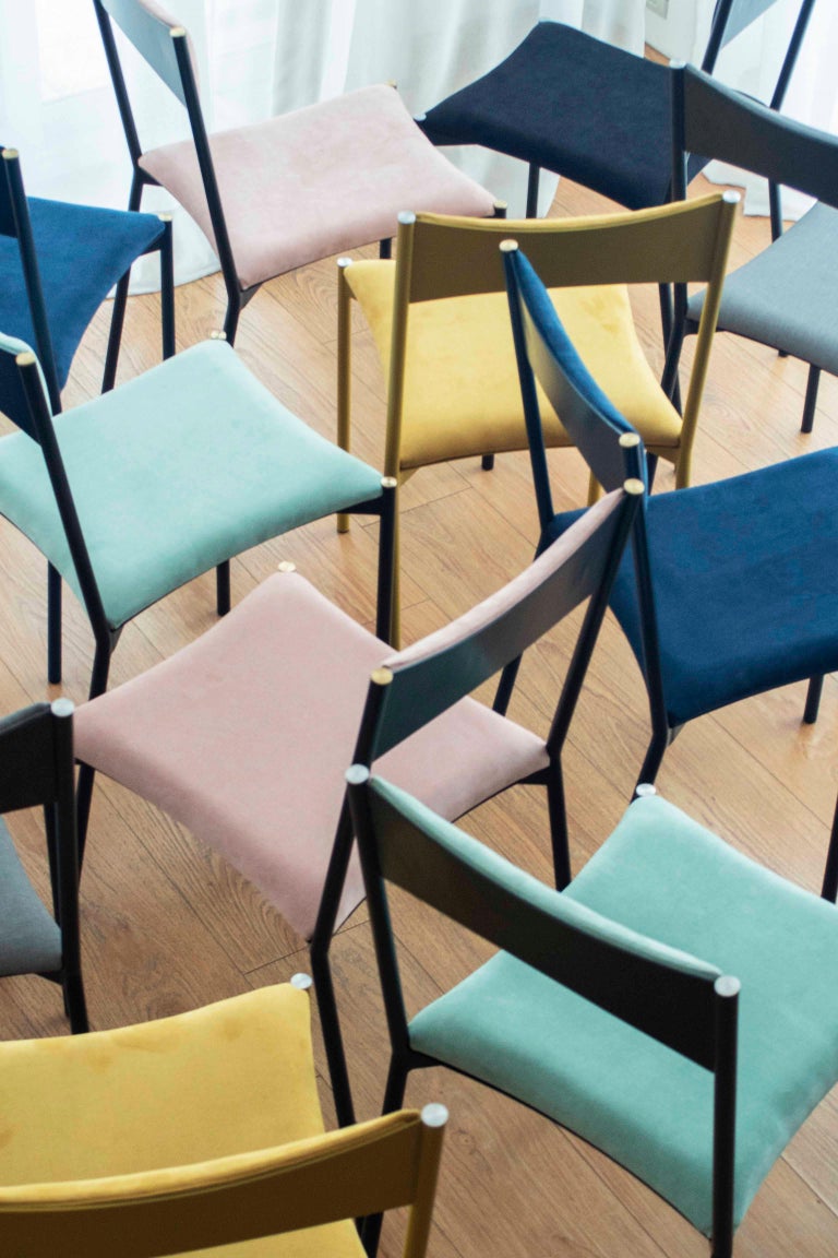 TENSA Contemporary Dining Chair in Steel and Velvet Upholstery by Ries ...