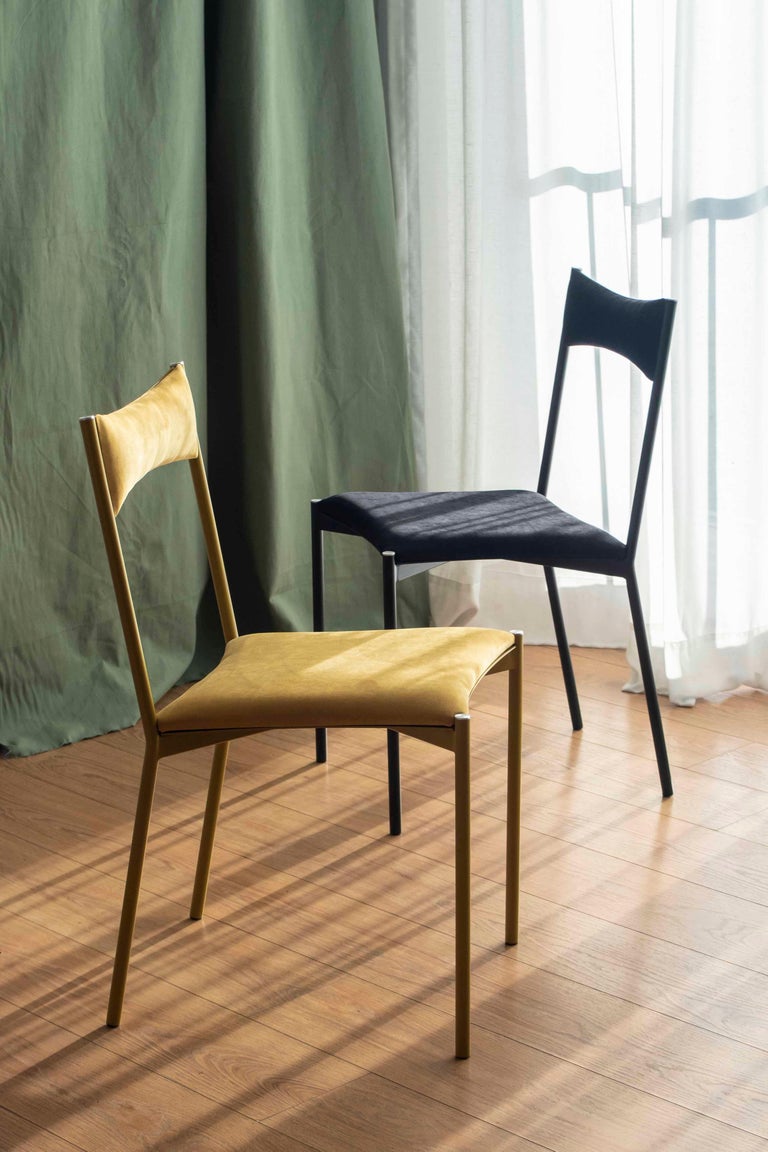 TENSA Contemporary Dining Chair in Steel and Velvet Upholstery by Ries ...