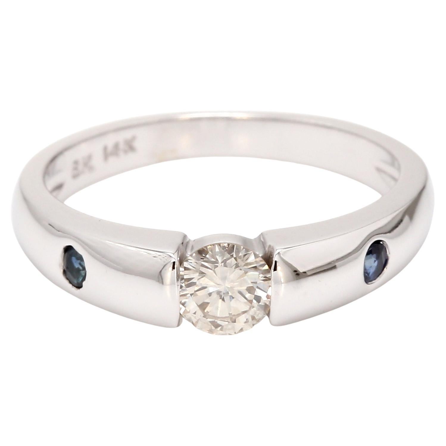 Tension Set Sapphire Accent Diamond Cocktail Ring, 0.38 Carat H-I SI2 ...