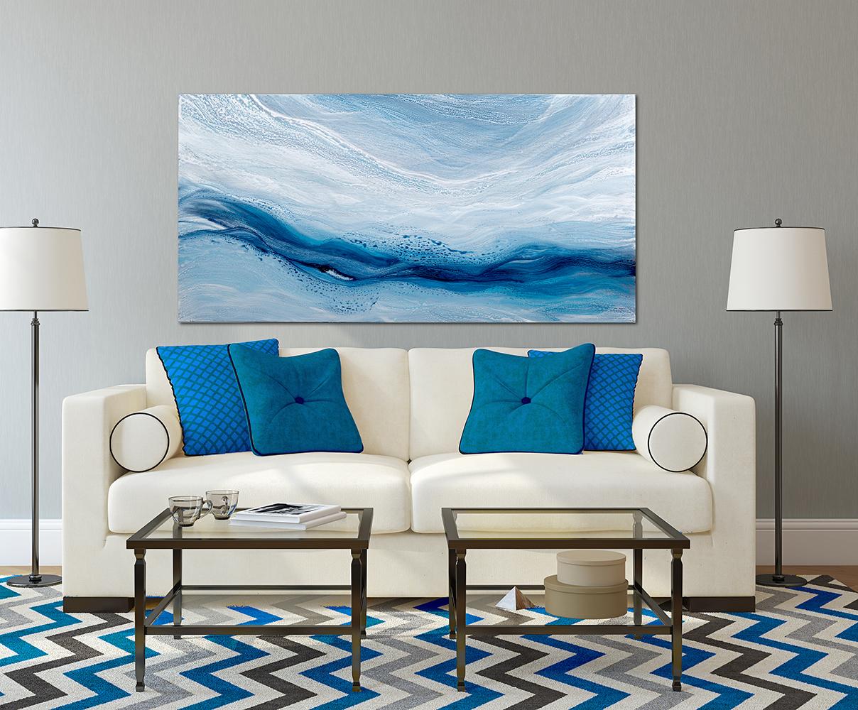 Teodora Guererra - 'Blue Delirium', Large Contemporary Abstract Acrylic ...