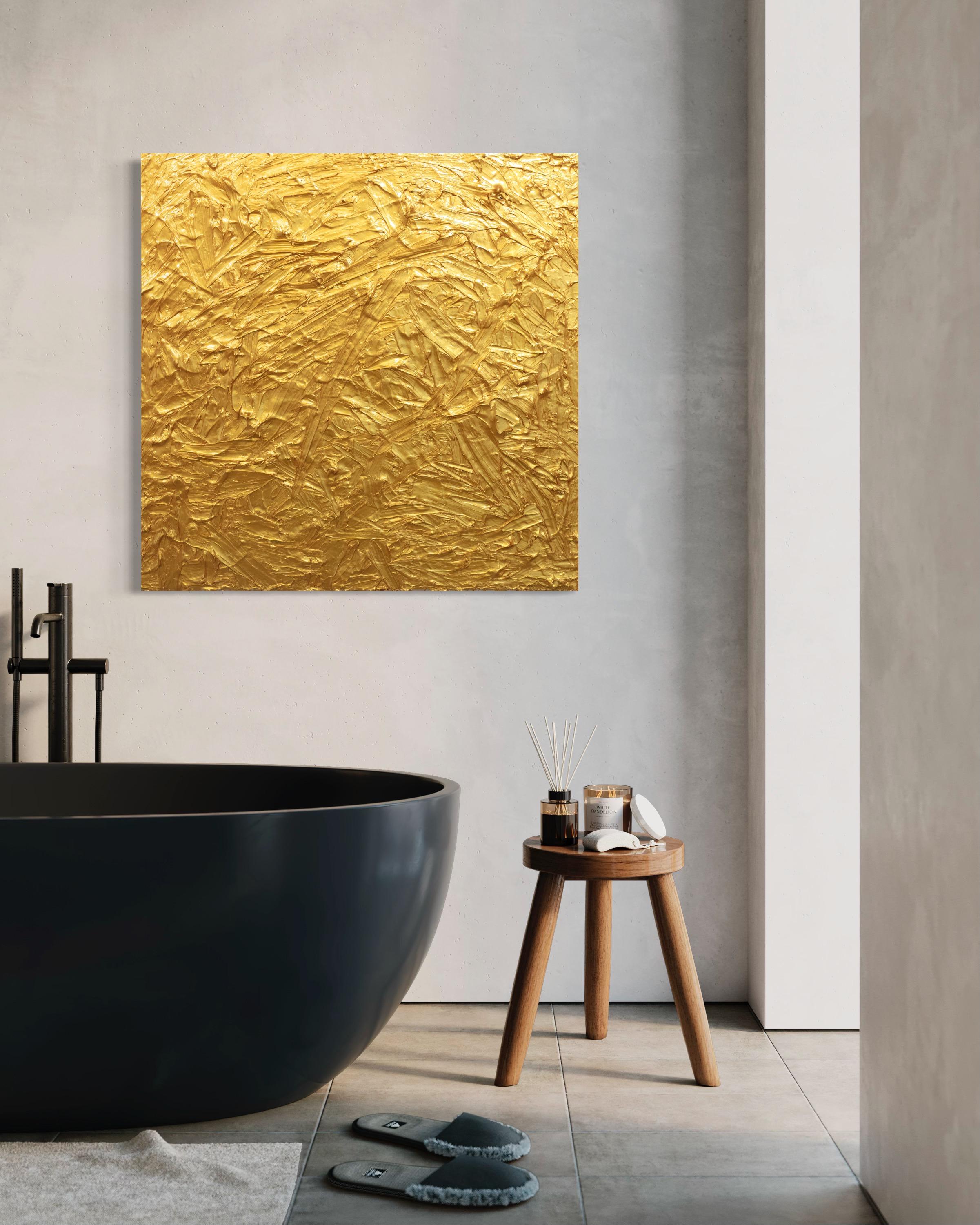 Teodora Guererra - "Gold Digger" Metallic Gold Abstract Painting For ...