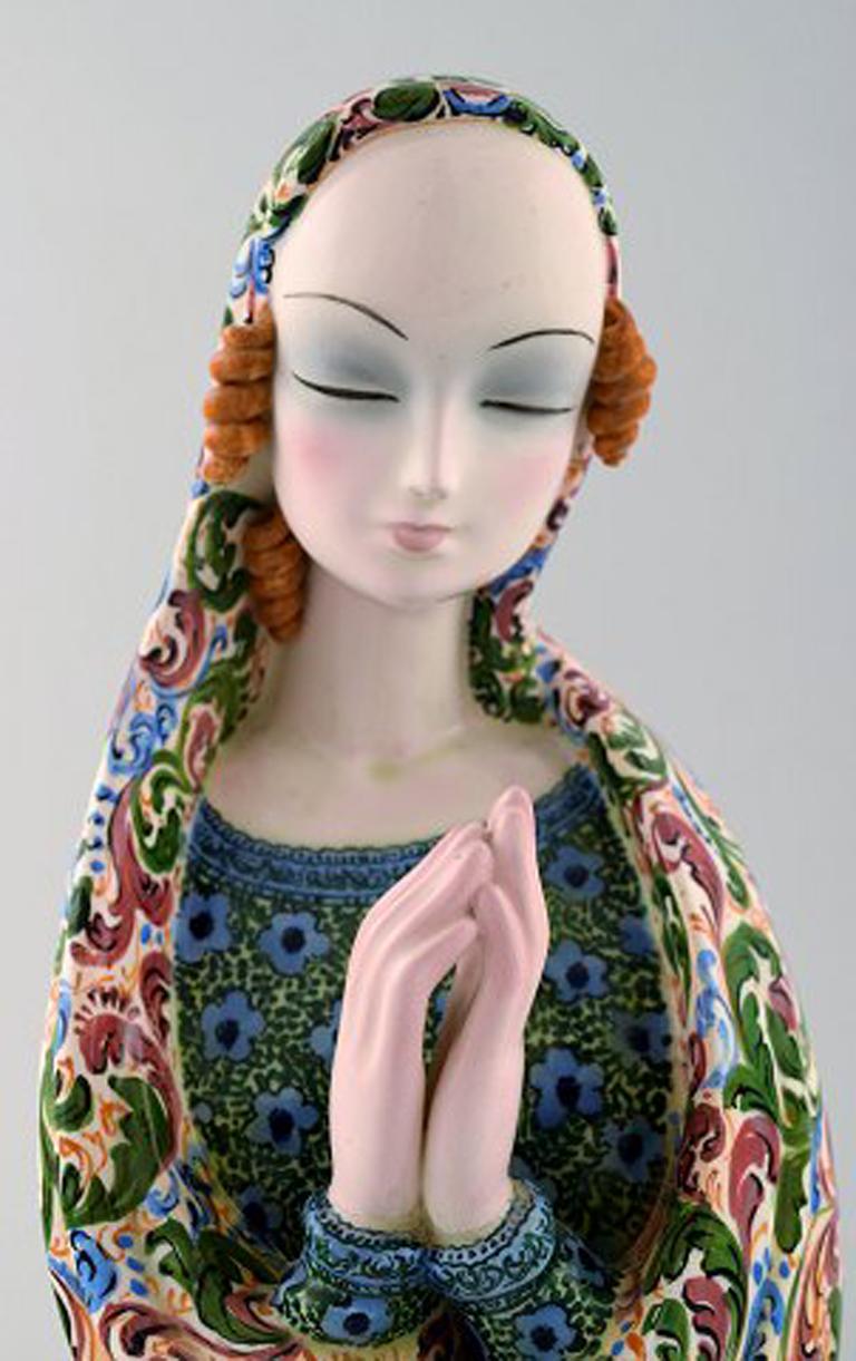 Teodoro Sebelin, Praying Madonna, Art Deco Ceramic Figure, Italy, 1930s ...