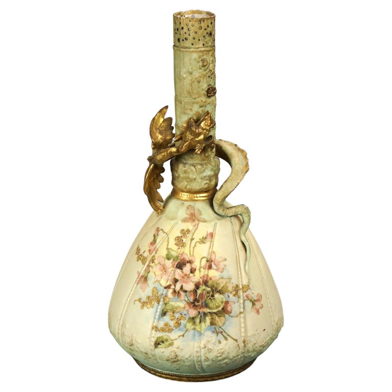 Teplitz Amphora Hand Painted and Enamel Decorated Porcelain Vase Circa ...