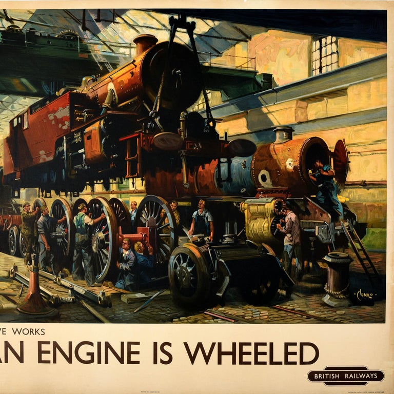 Terence Cuneo - Original Vintage Travel Poster An Engine Is Wheeled ...