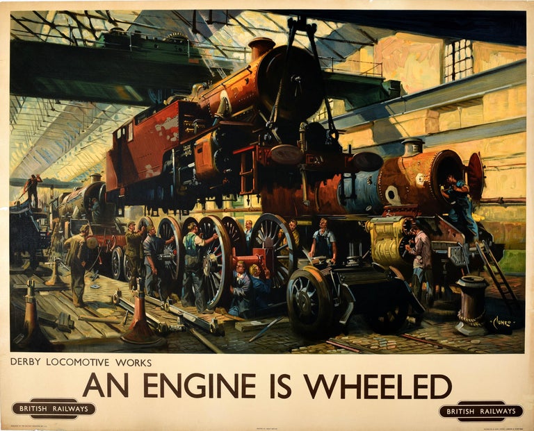 Terence Cuneo - Original Vintage Travel Poster An Engine Is Wheeled ...