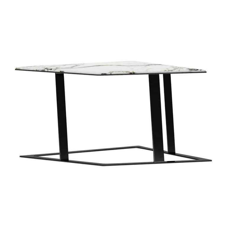 Contemporary Side Table Marble top and Metal Frame Legs For Sale at 1stDibs