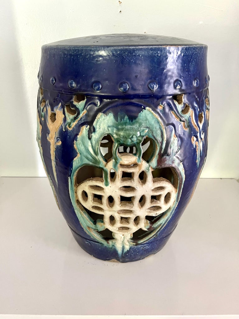 Terracotta Asian Inspired Garden Stool Table or Stand For Sale at 1stDibs