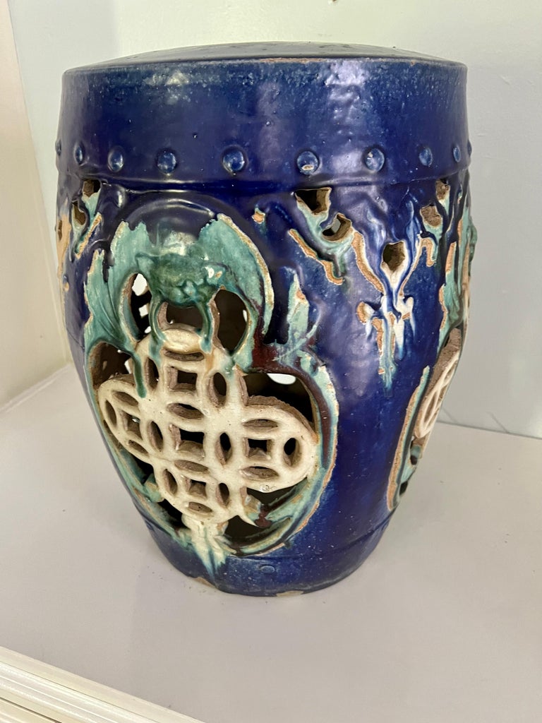 Terracotta Asian Inspired Garden Stool Table or Stand For Sale at 1stDibs