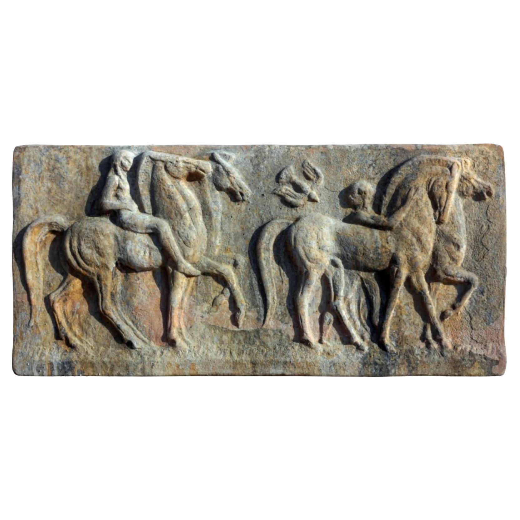 Terracotta Bas Relief Greek Horses and Knights, End 19th Century For ...