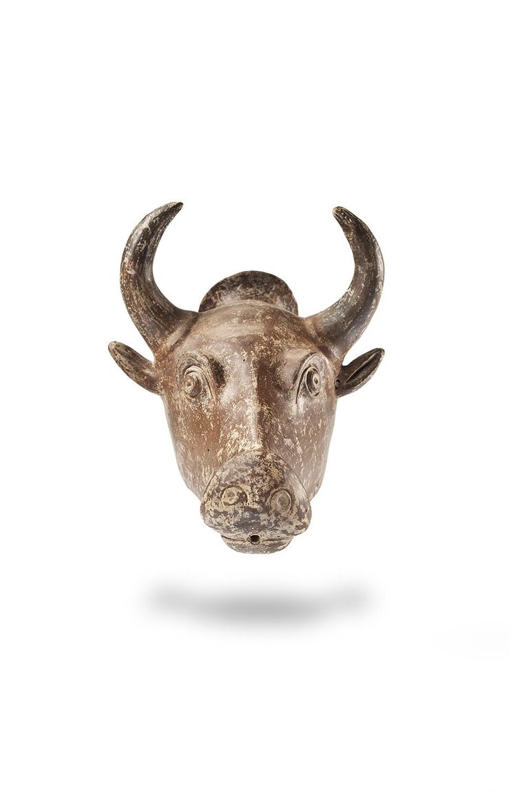 Ancient Terracotta Bull Rhyton Vessel For Sale at 1stDibs