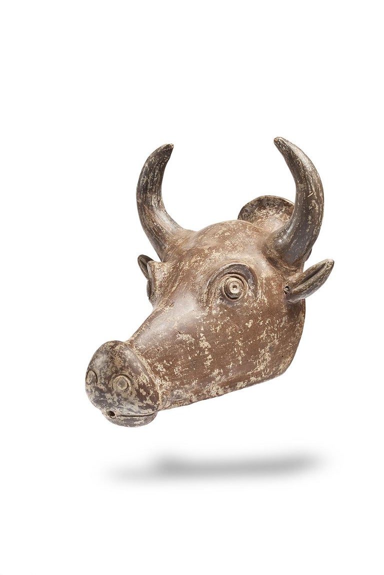 Ancient Terracotta Bull Rhyton Vessel For Sale at 1stDibs