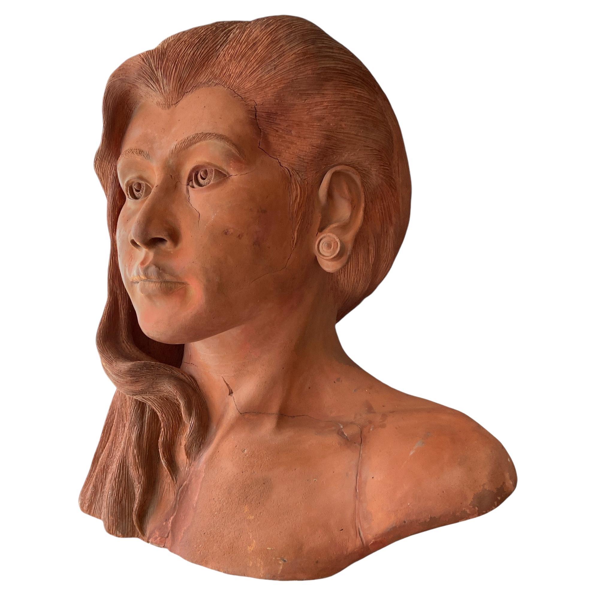 Singularly Intriguing Clay Bust Of A Cloaked Woman For Sale at 1stDibs
