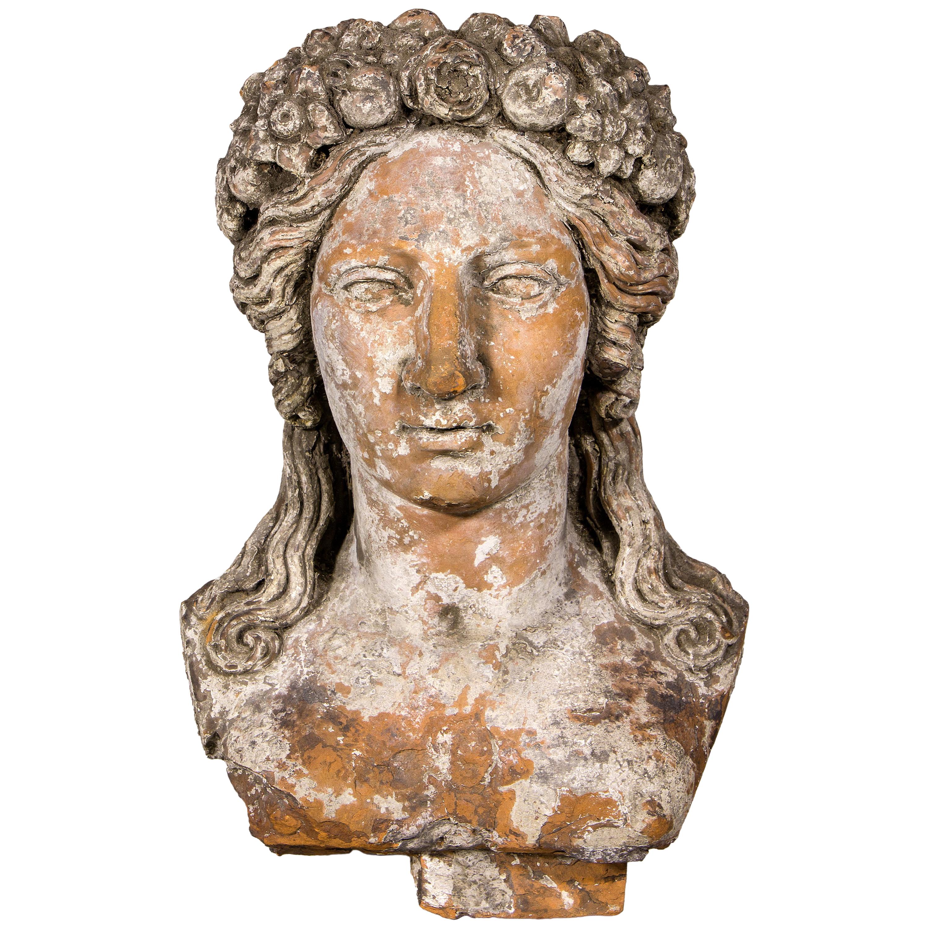 Terracotta Bust Sculpture of Persephone, 18th Century, France at 1stDibs