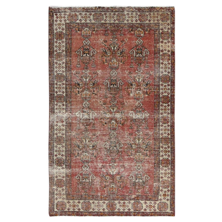 Terracotta Colors, Vintage Persian Shiraz Distressed Wool Hand Knotted ...