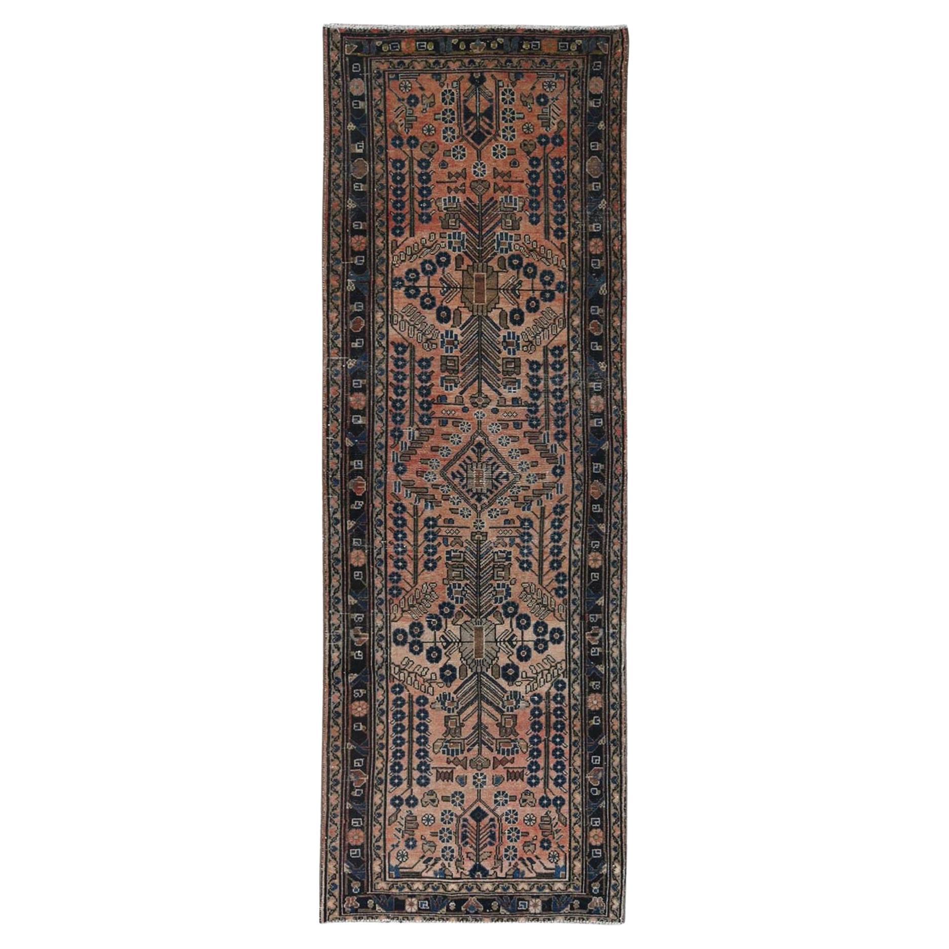 Terracotta Colors, Distressed Worn Wool Hand Knotted, Vintage Persian ...