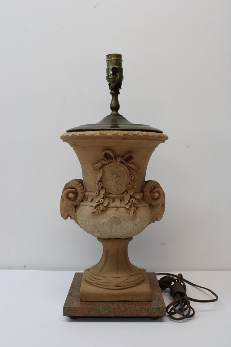 Terracotta Lamps w/ Marble Bases For Sale at 1stDibs