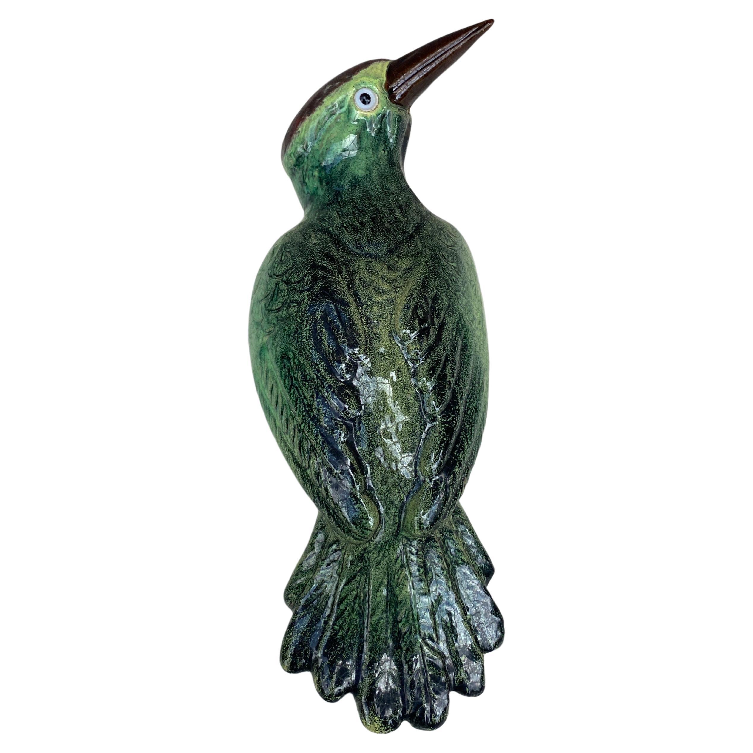 Terracotta Majolica Bird woodpecker Bavent Normandy For Sale at 1stDibs