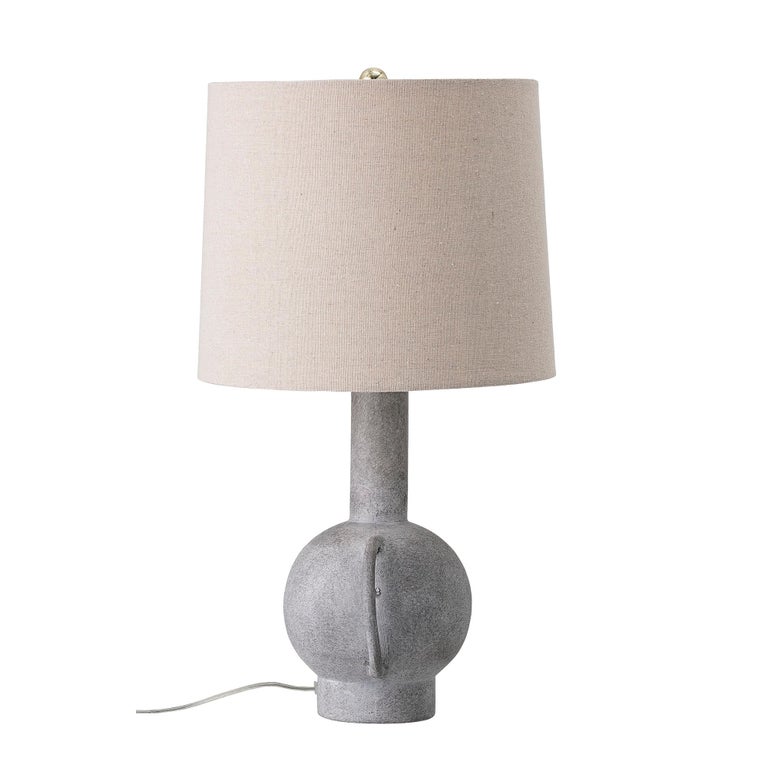 Terracotta Molded and Iron Cast Table Lamp with Linen Lampshade For ...