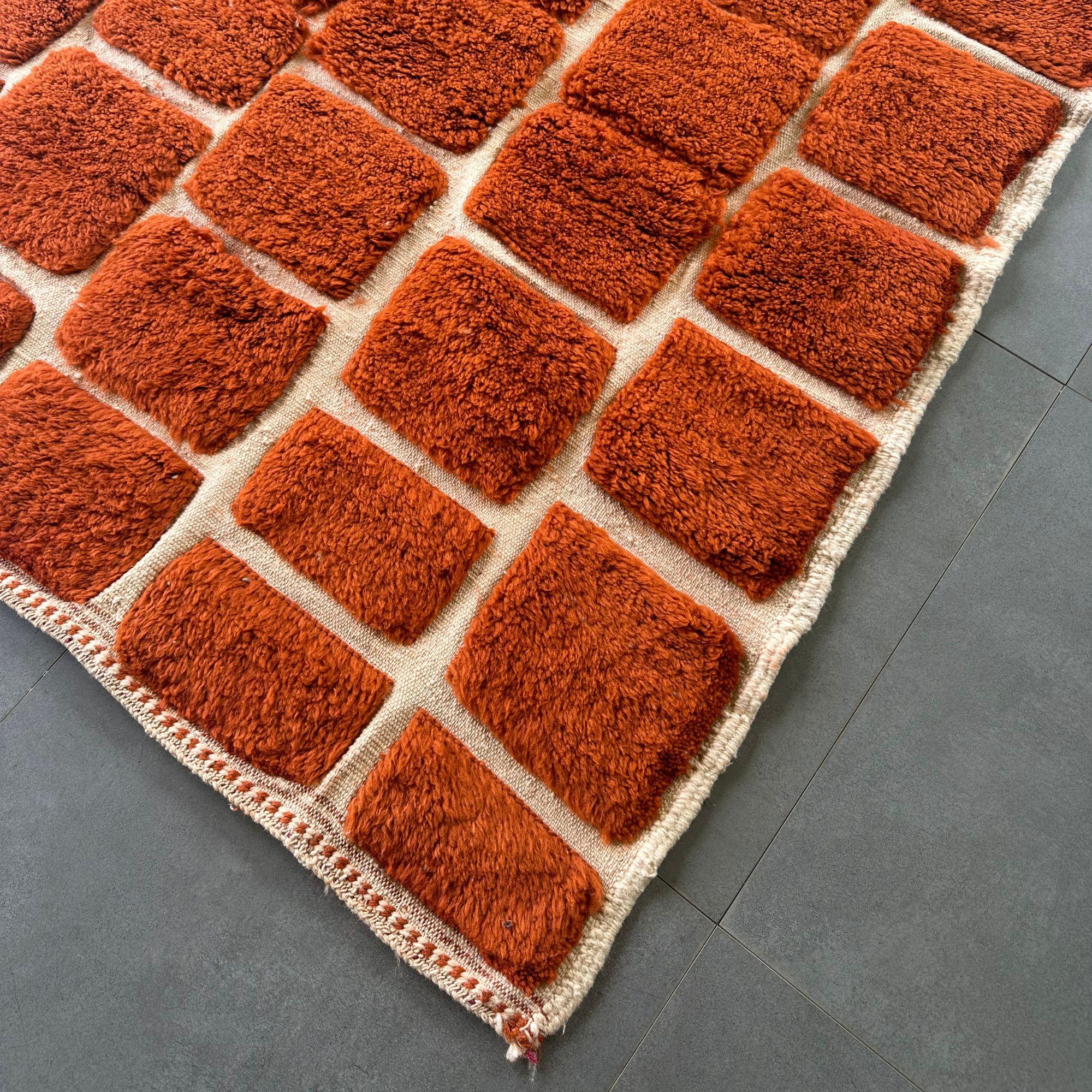 Terracotta Moroccan Rug 5x8 - Royal Nomadic Handwoven Checkered Design ...