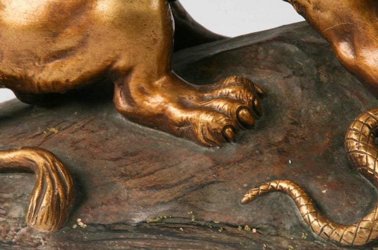 Terracotta Statue Lion Fighting Snake by A. Fagotto, 1920-1930 at ...
