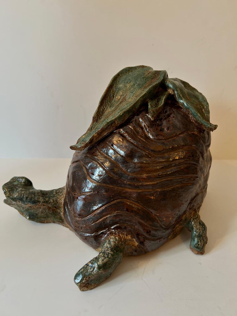 Terracotta Studio Pottery Turtle Doorstop Sculpture For Sale at 1stDibs
